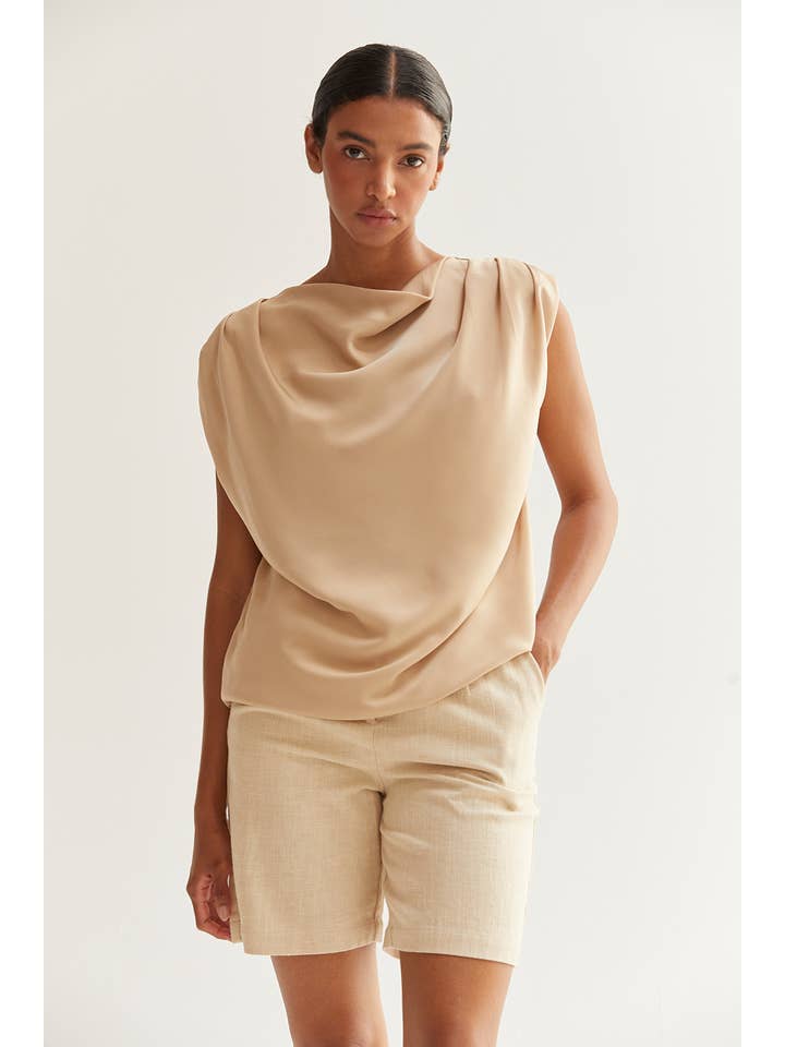 Chloe Cowl Neck Crushed Satin Top – Andrea Folino Boutique